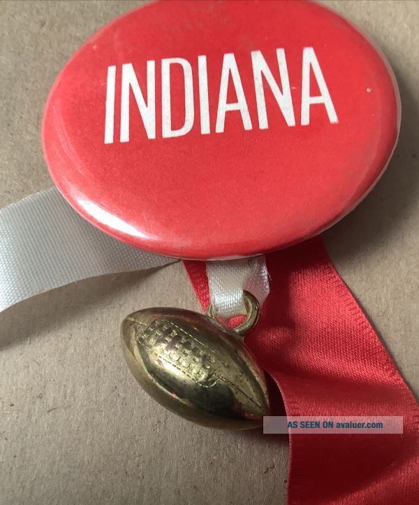 Vintage Indiana Hoosiers Pin Back Button Football With Ribbon And Charm ...