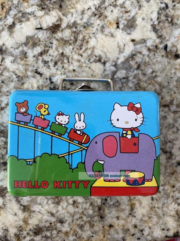 Vintage SANRIO 1976 HELLO KITTY MY MELODY TIN BOX Made In Japan Roller ...