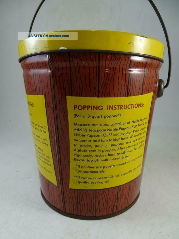 Vintage Advertising Tin Can Canister Noble Popcorn Farms Sac City Iowa ...