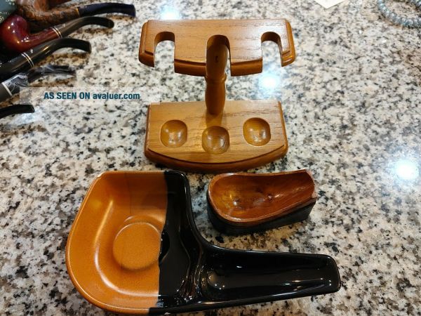 4 Pipe Wood Stand Rack Holder Ashtray Pipe Cradle | #45041896