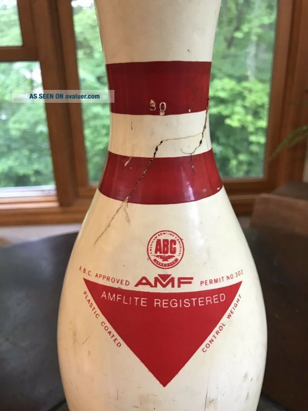 Vintage AMF AMFLITE ABC APPROVED PLASTIC COATED BOWLING PIN USA Made ...