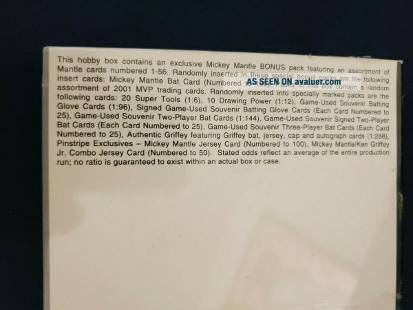 2001 Upper Deck MLB Major League Baseball Cards MVP SERIES Box - 24 ...