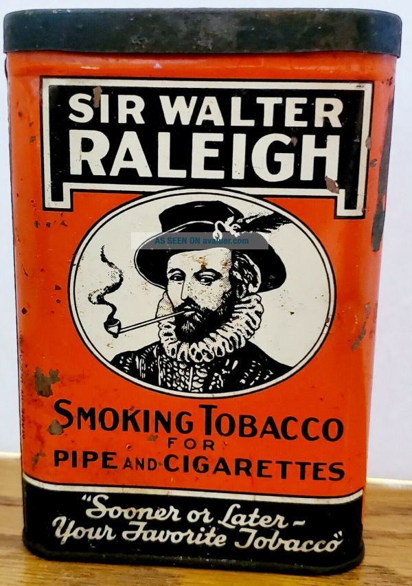 Old Tobacco Tin Box Sir Walter Raleigh Smoking Pipe Cigarette Vintage ...