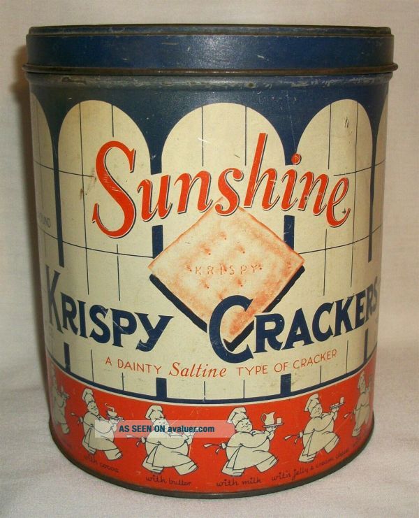 Vintage Sunshine Krispy Crackers Tin Saltine Loose Wiles Biscuit Co ...
