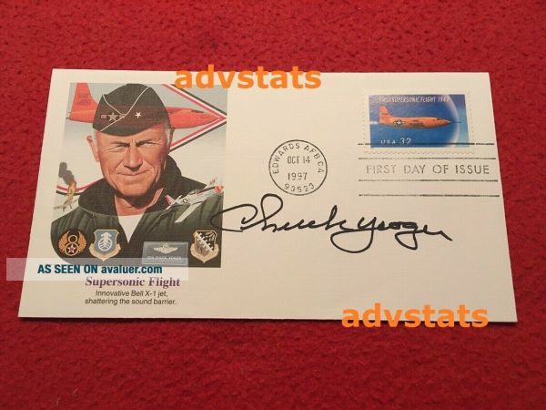 Authentic Autograph GEN. CHUCK YEAGER Signed FDC, Bell X - 1 Jet, Sound ...