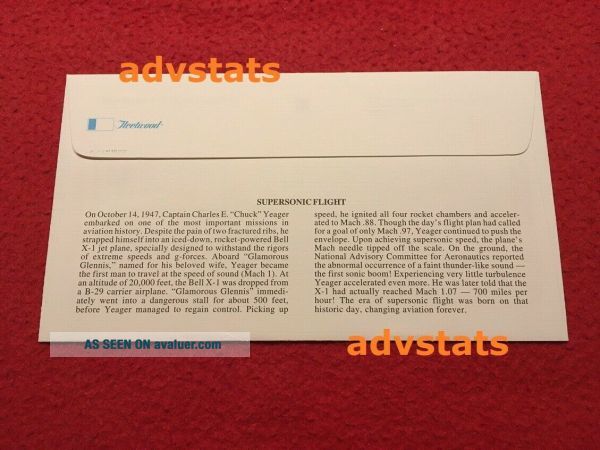 Authentic Autograph GEN. CHUCK YEAGER Signed FDC, Bell X - 1 Jet, Sound ...