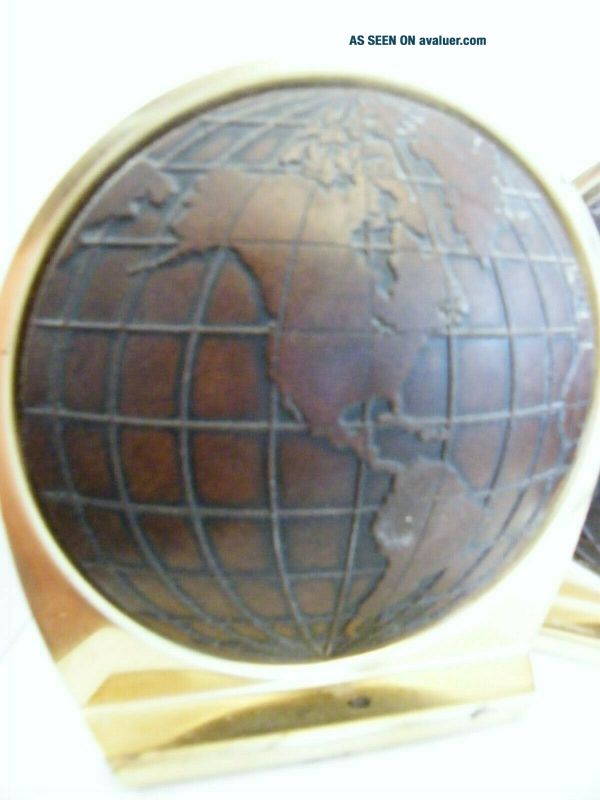 Vintage Matina Mid Century Modern World Globe Continents Bookends Brass ...