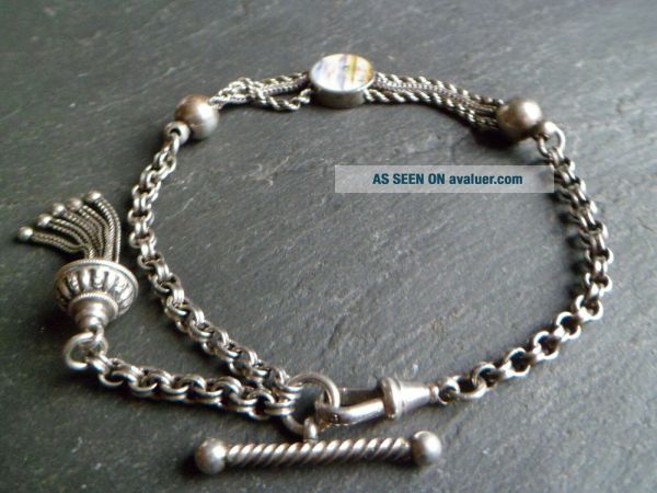 Victorian Solid Silver Albertina Pocket Watch Chain And Tassel / T ...