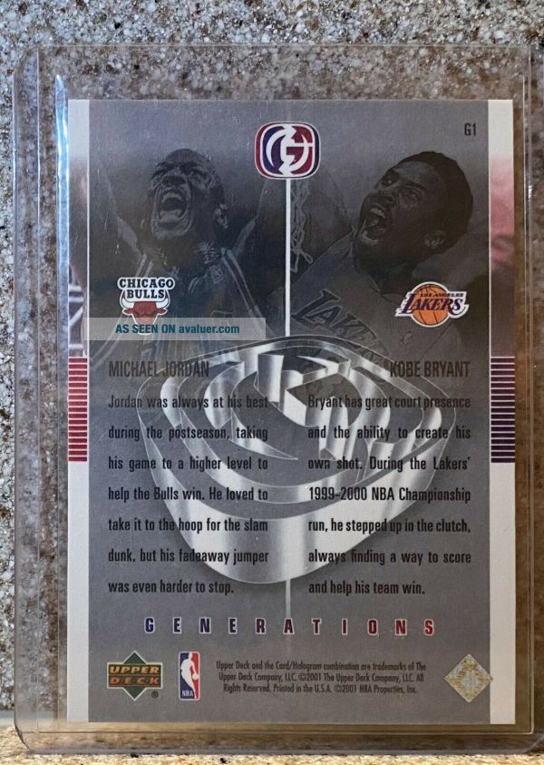 2000 - 01 Upper Deck NBA Legends Generations Michael Jordan Kobe Bryant ...