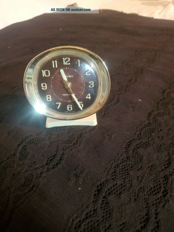 Vintage 60s Big Ben Westclox Wind Up Alarm Clock Glow In The Dark Holds ...