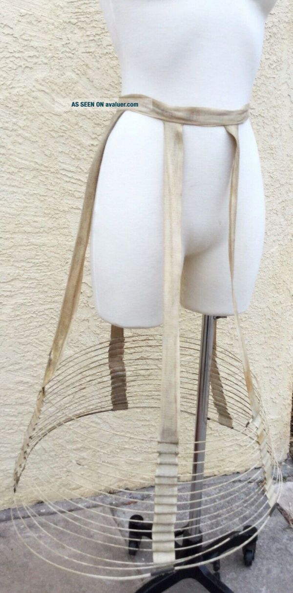 Victorian Antique Linen Wire Hoop Cage Crinoline Crinolette Petticoat ...