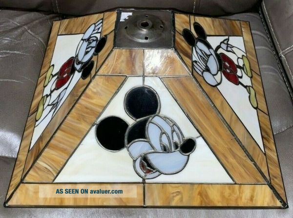 VINTAGE DISNEY MICKEY MOUSE MISSION STYLE STAINED GLASS LAMP SHADE ...