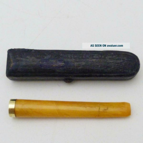 ANTIQUE AMBER CIGARETTE HOLDER WITH YELLOW GOLD COLLAR IN CECIL OF ...
