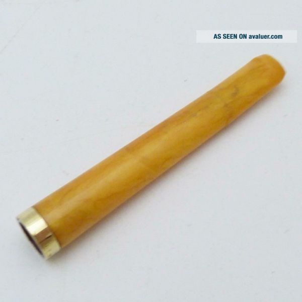 ANTIQUE AMBER CIGARETTE HOLDER WITH YELLOW GOLD COLLAR IN CECIL OF ...