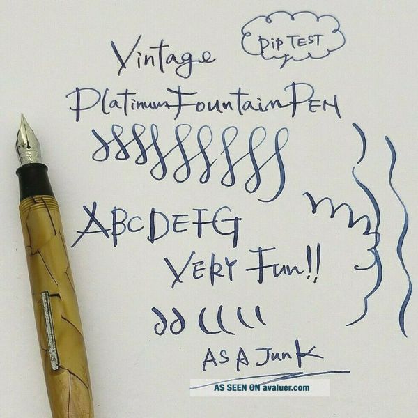 JUNK Vintage Platinum Fountain Pen Steel Nib Celluloid Body (for Dip ...