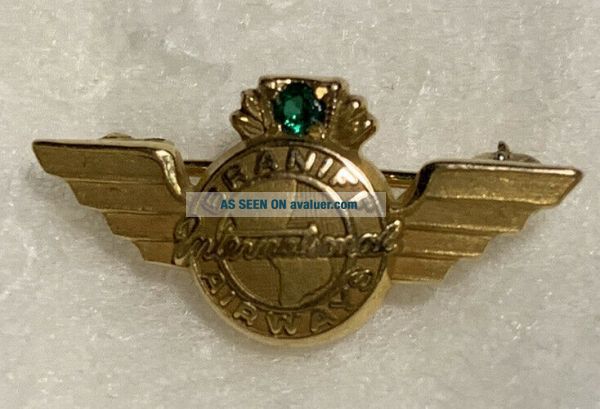 1950s Braniff International Airways 10K Gold Pin Emerald Chip Service ...