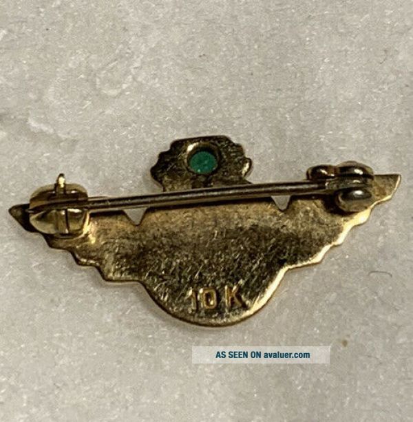 1950s Braniff International Airways 10K Gold Pin Emerald Chip Service ...