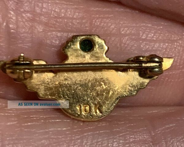 1950s Braniff International Airways 10K Gold Pin Emerald Chip Service ...