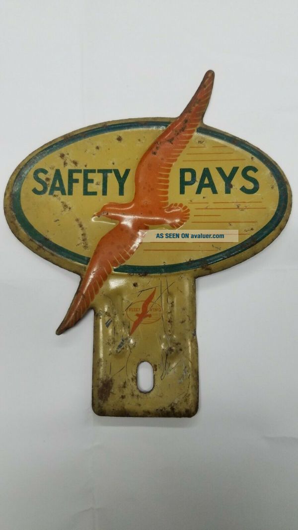 Vintage Fleet Wing Gas And Oil License Plate Topper Sign | #45425329