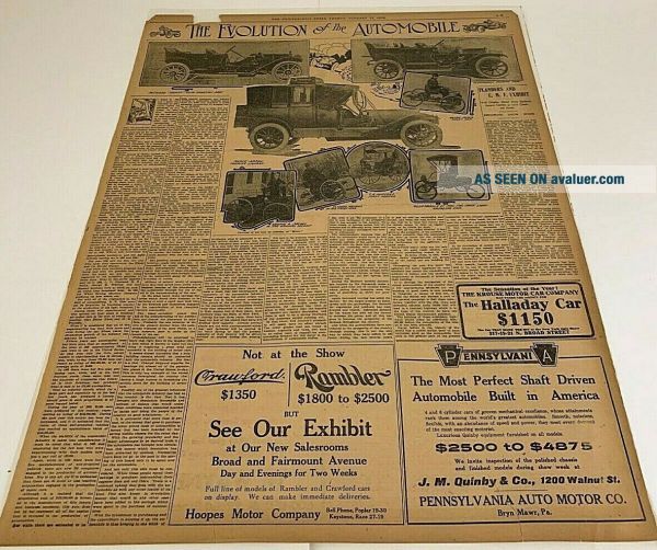 Vintage 1910 The Evolution Of The Automobile Newspaper Article Packard ...