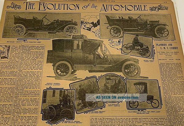 Vintage 1910 The Evolution Of The Automobile Newspaper Article Packard ...