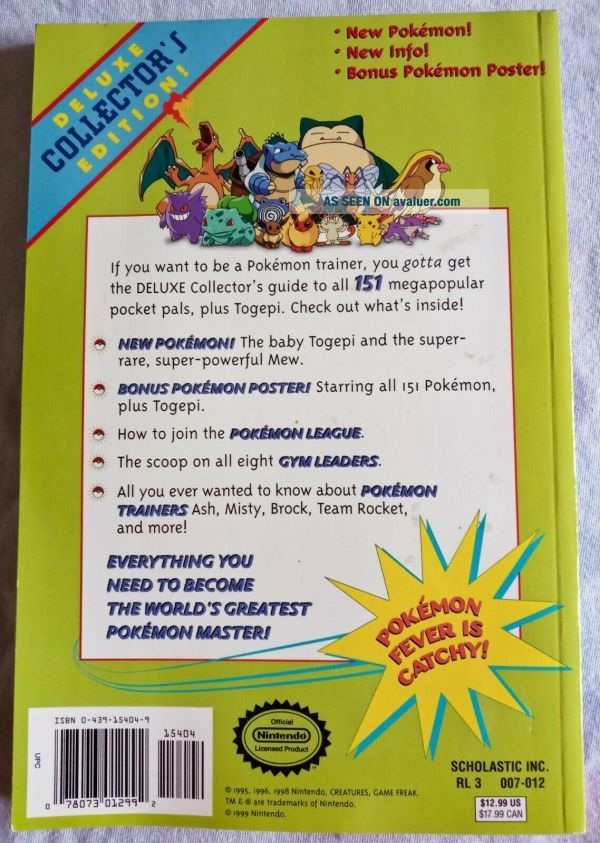 The Official Pokemon Handbook 1999 VINTAGE First Scholastic Printing ...