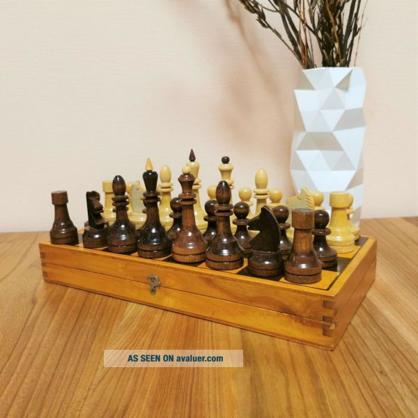 Fastship Soviet Chess Set Wooden Russian Vintage USSR Antique | #45474016