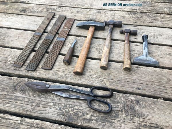 OLD VINTAGE TOOLS HAMMERS BALL PEIN FILES COLD CHISEL BLACKSMITH RASPS ...