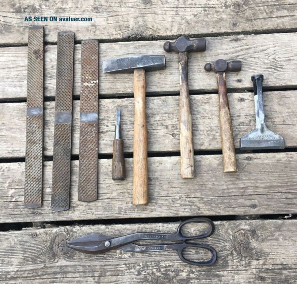 OLD VINTAGE TOOLS HAMMERS BALL PEIN FILES COLD CHISEL BLACKSMITH RASPS ...