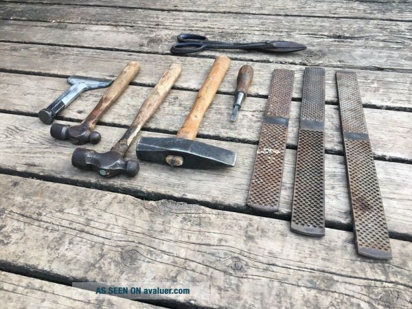 OLD VINTAGE TOOLS HAMMERS BALL PEIN FILES COLD CHISEL BLACKSMITH RASPS ...