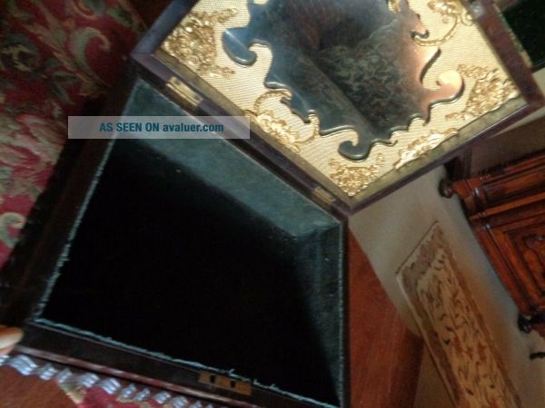 Antique 19th C Victorian (?) Wood Rosewood Trinket Jewelry Box MOP ...
