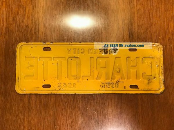 Charlotte North Carolina License Plate 1962 8951 NC City Plate | #45617482