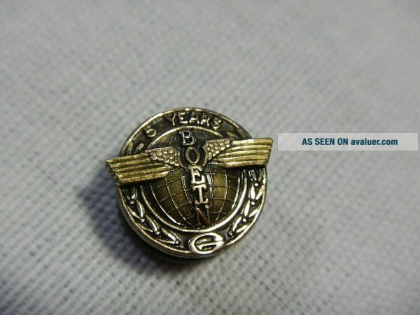Vintage BOEING Solid 10k Gold 5 YEAR SERVICE LAPEL PIN CTO Screw Back ...