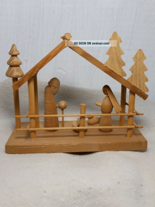 Vintage Miniature Wood Christmas NATIVITY Scene Minimalist Design ...