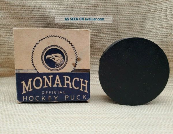 Vintage Monarch Official Certified Hockey Puck Made In U. S. A. Box ...