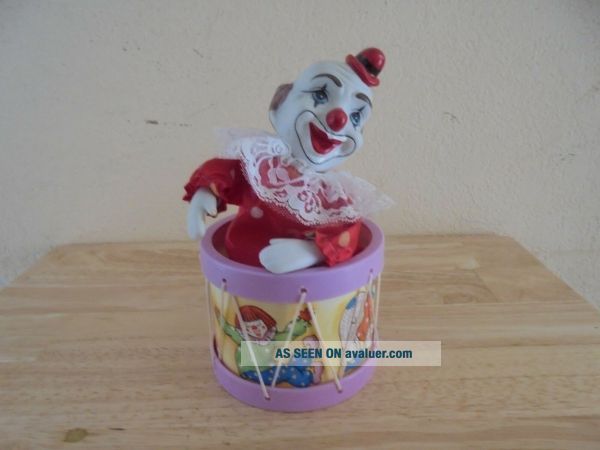 Vintage Animated Porcelain Clown In Wind Up Music Box | #45706096