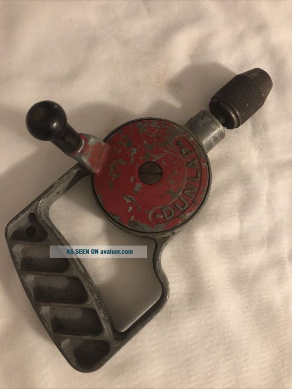 Vintage Gray & Red Dunlap Hand Crank Drill With Pistol Grip Buck Rogers ...