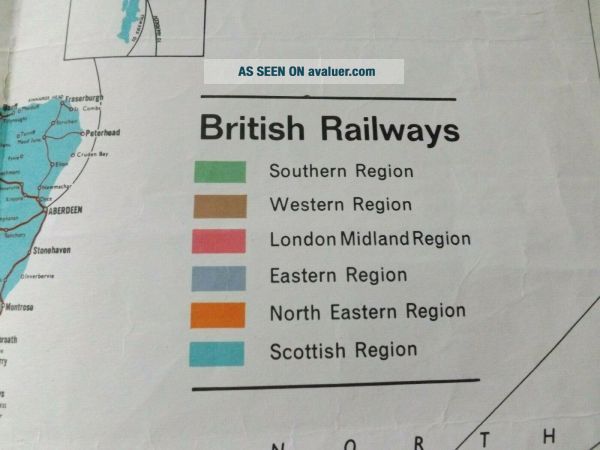 1961 British Railways Poster Showing A Map Of The UK Regional Railway ...