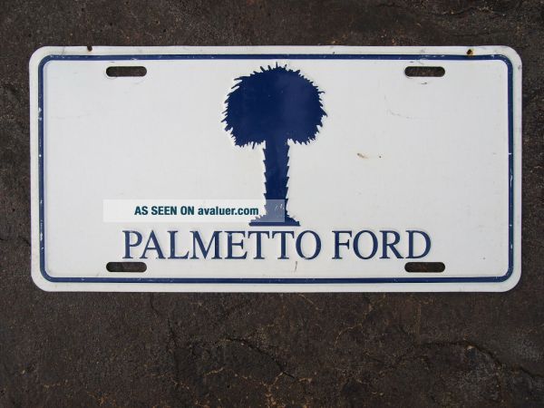 Vintage Palmetto Ford Dealership Embossed Metal Dealer License Plate ...