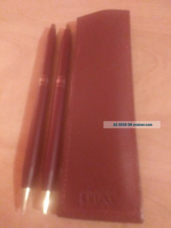 Cross Vintage Pen And Pencil Set With Burgundy Leather Pouch | #45747918