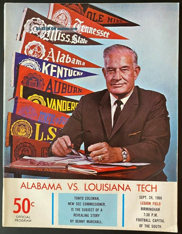 1966 Alabama Crimson Tide Vs Louisiana Tech Football Program - Ken ...