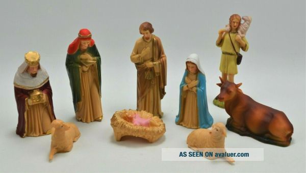 Vtg Art Plastics 9 Pc Misc Nativity Set Hong Kong Celluloid Christmas ...