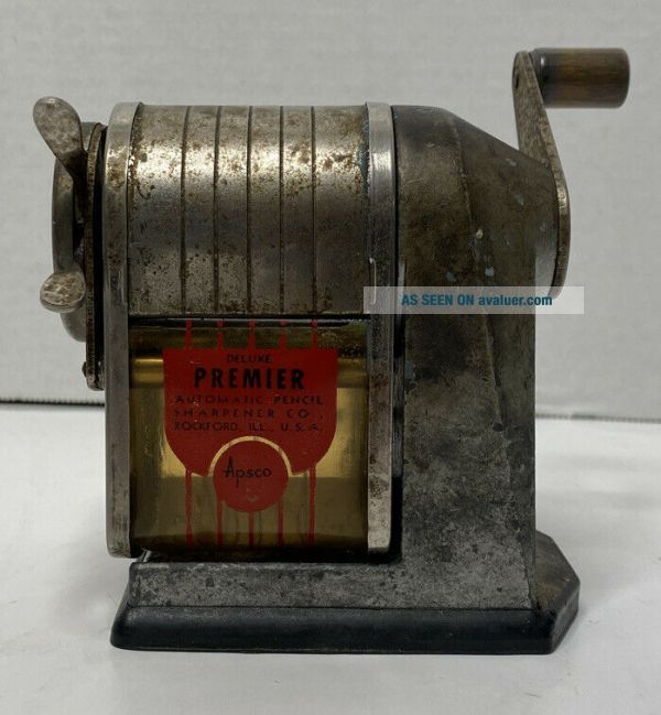 Vintage Apsco Premier Pencil Sharpener Desk Mount Office Old School ...