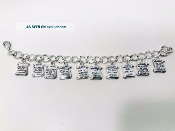 Giftco Inc. Vintage 1990’s 10 Commandments Silver Tone Charm Bracelet ...