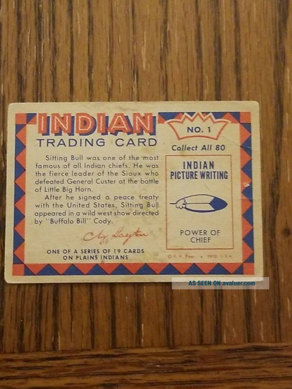 Vintage 1959 Fleer Indian Trading Card 1 Sitting Bull | #45807870