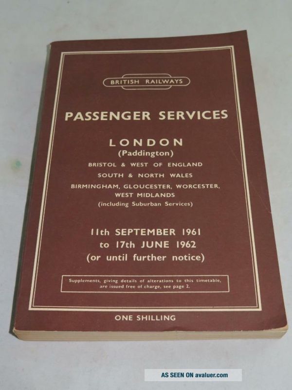 BRITISH RAILWAYS Passenger Services Timetable With Map LONDON ...