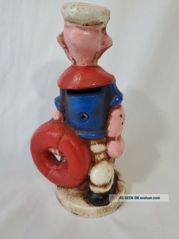 Vintage Popeye The Sailor Man Cast Iron Piggy Bank With Lifesaver ...