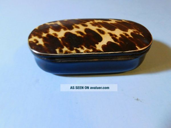 ANTIQUE FAUX TORTOISE SHELL EBONY?WOOD POCKET SNUFF VESTA TOBACCO ...