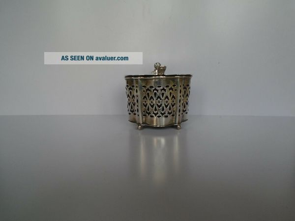 Antique Solid Silver Mustard Pot With Blue Glass Liner And Spoon ...