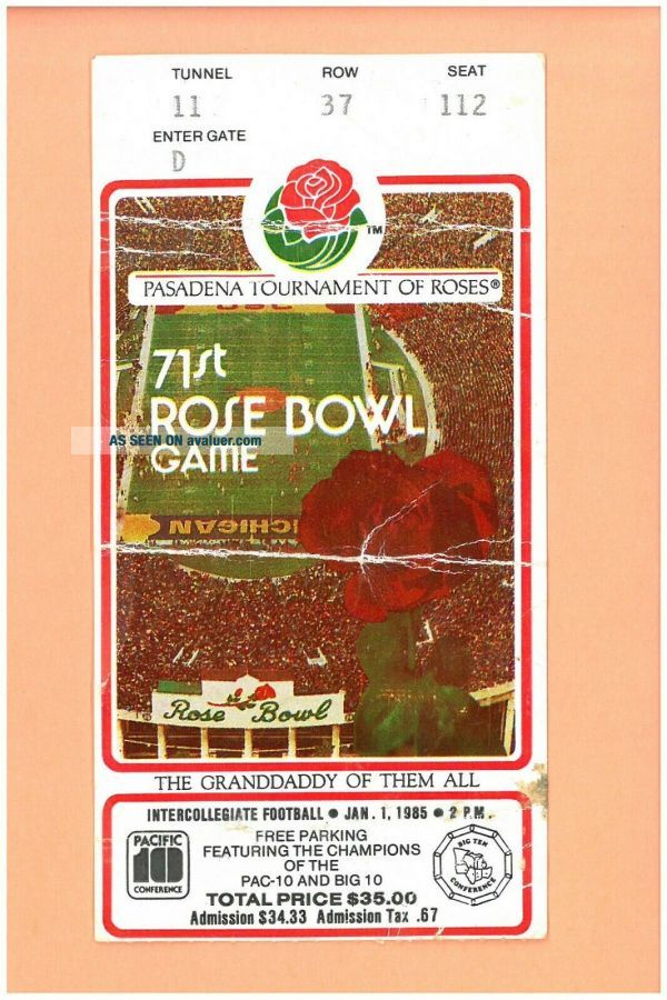 USC Trojans Vs Ohio State Buckeyes 1 - 1 - 1985 Rose Bowl Ticket Stub ...